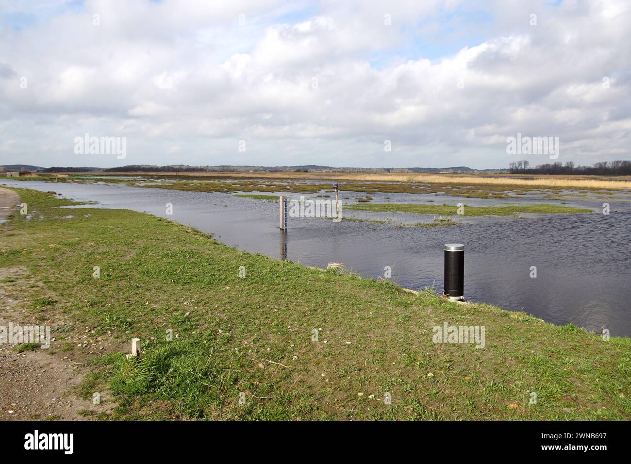Polder water storage at very high rain water. Partially flooded to ...