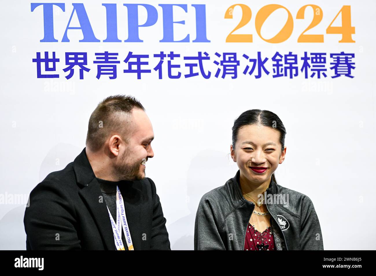 Lulu LIN (CAN), at Kiss & Cry during Junior Women Free Skating, at the ...