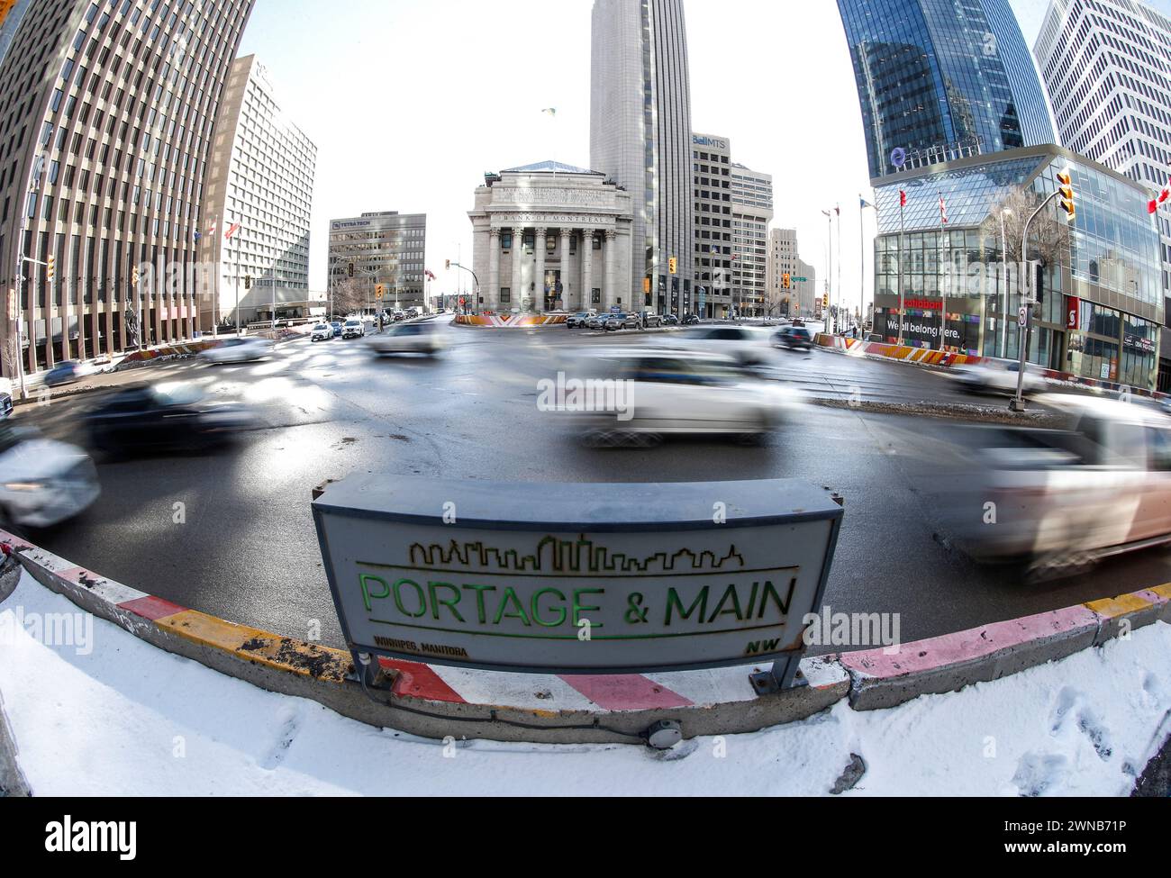 Winnipeg, Canada. 01st Mar, 2024. Barriers at Winnipeg‚Äôs major ...