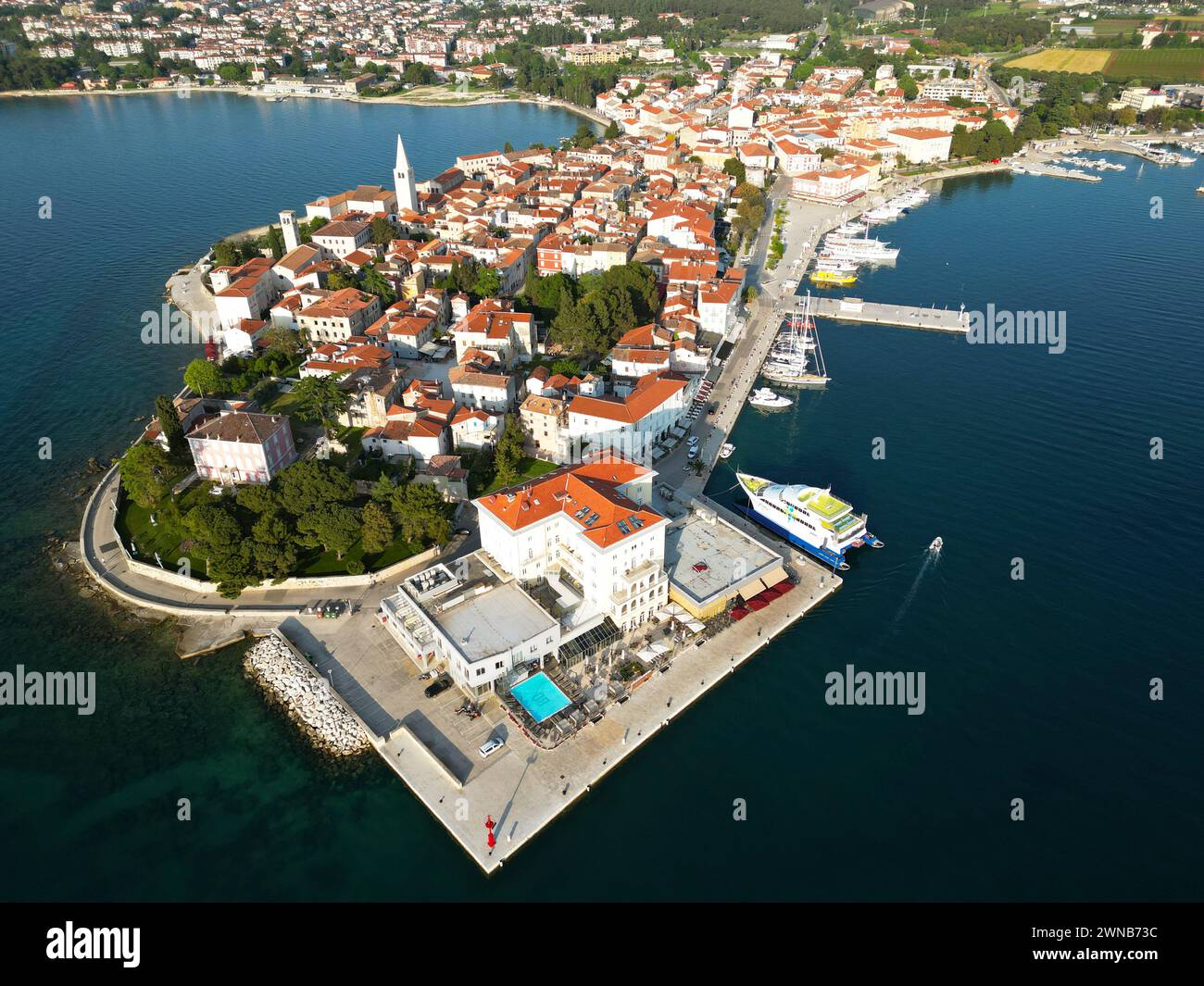 Aerial view of the historic village of Porec, Istria, Croatia Stock ...