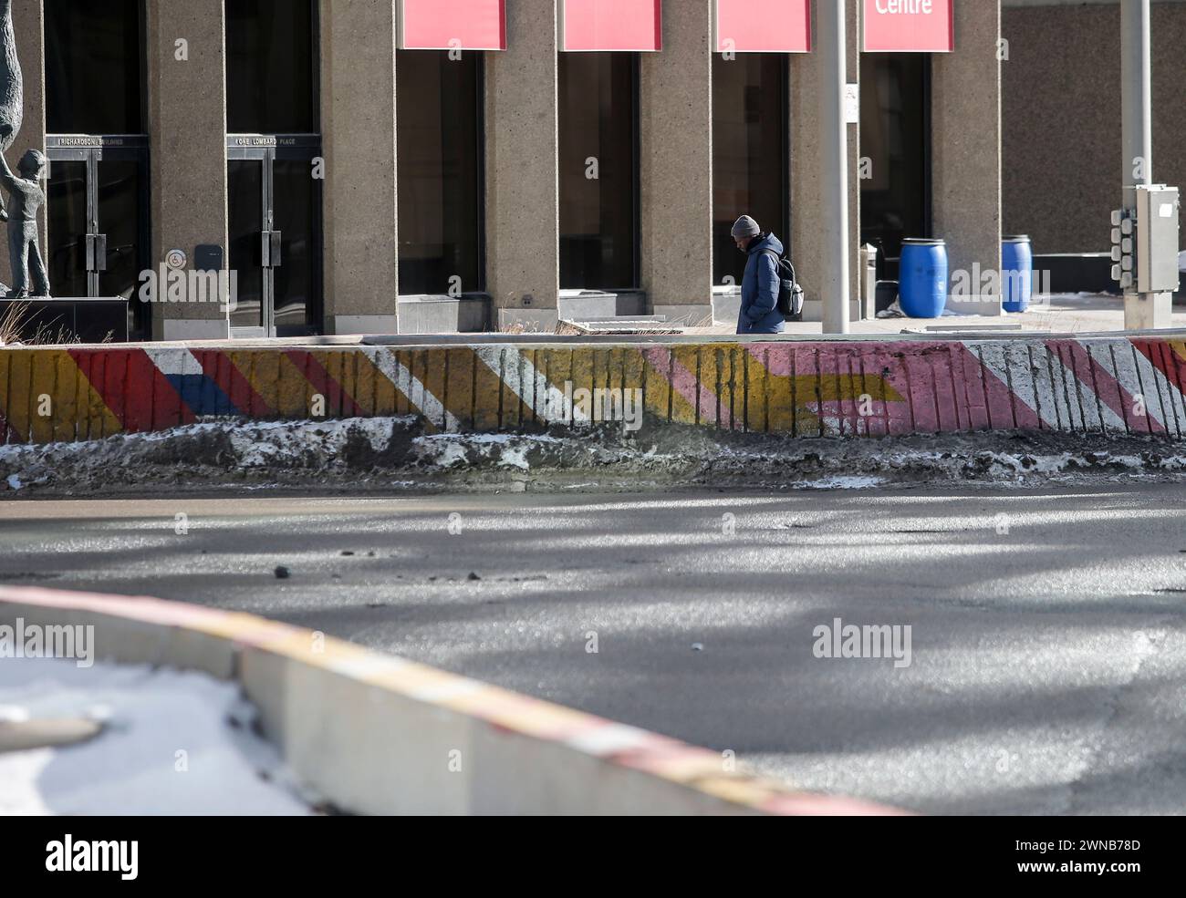 Winnipeg, Canada. 01st Mar, 2024. Barriers at Winnipeg‚Äôs major ...