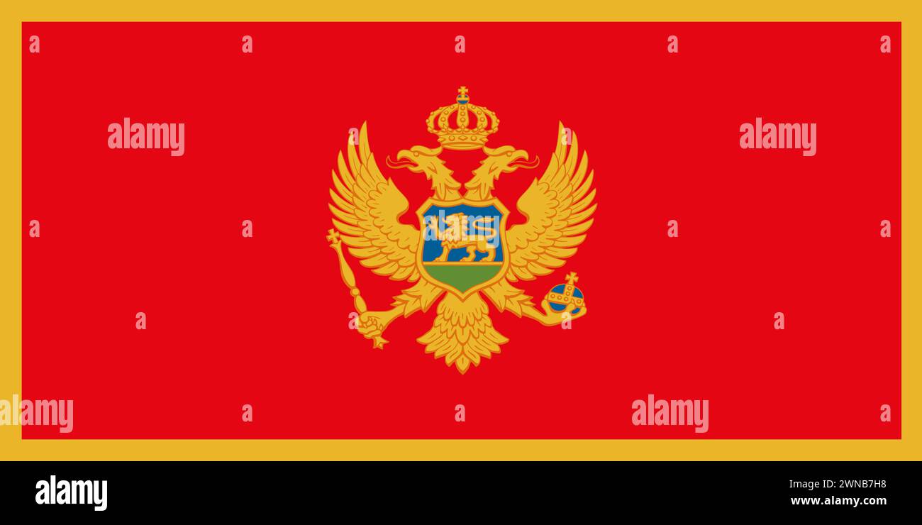 Montenegro flag background illustration red blue yellow crest Stock ...