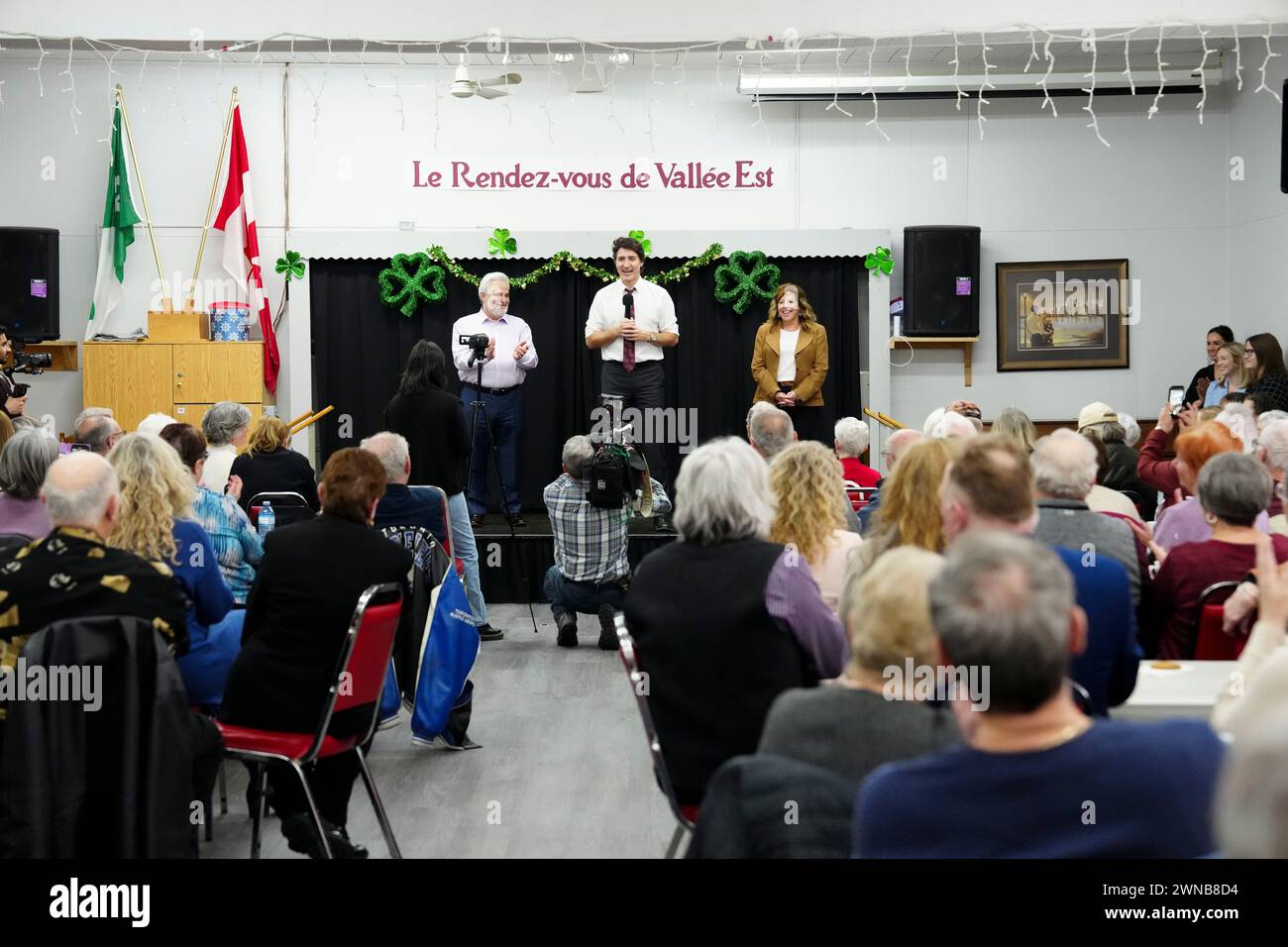 Hanmer, Canada. 01st Mar, 2024. Prime Minister Justin Trudeau greets ...