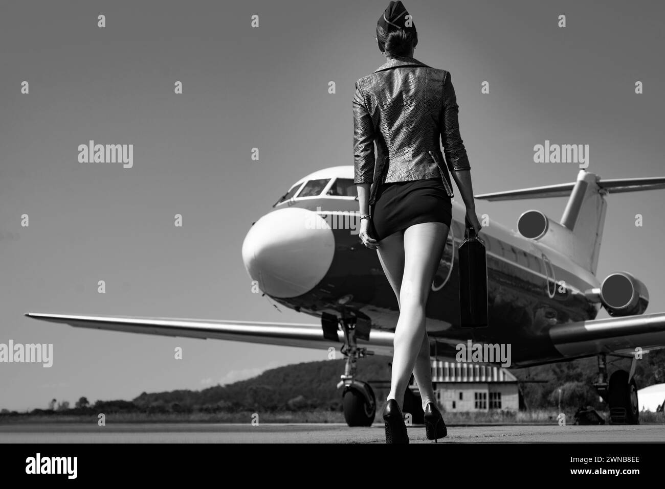 Profession stewardess. Air hostess. Female flight attendant. Air ...
