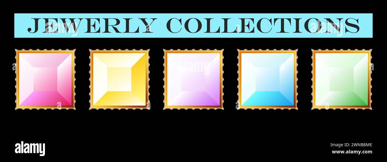 Set of realistic jewels. Colorful gemstones. Jewel sign. Glittering ...