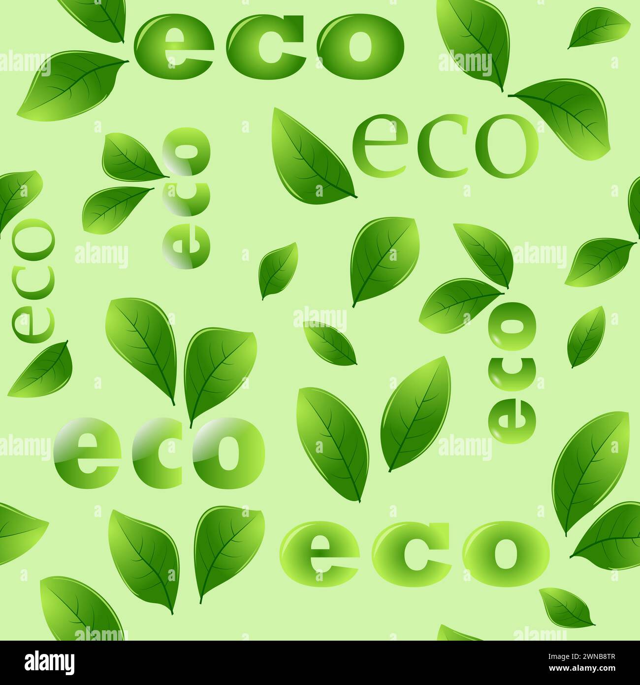 spring background seamless pattern eco with green leaves. trendy ...