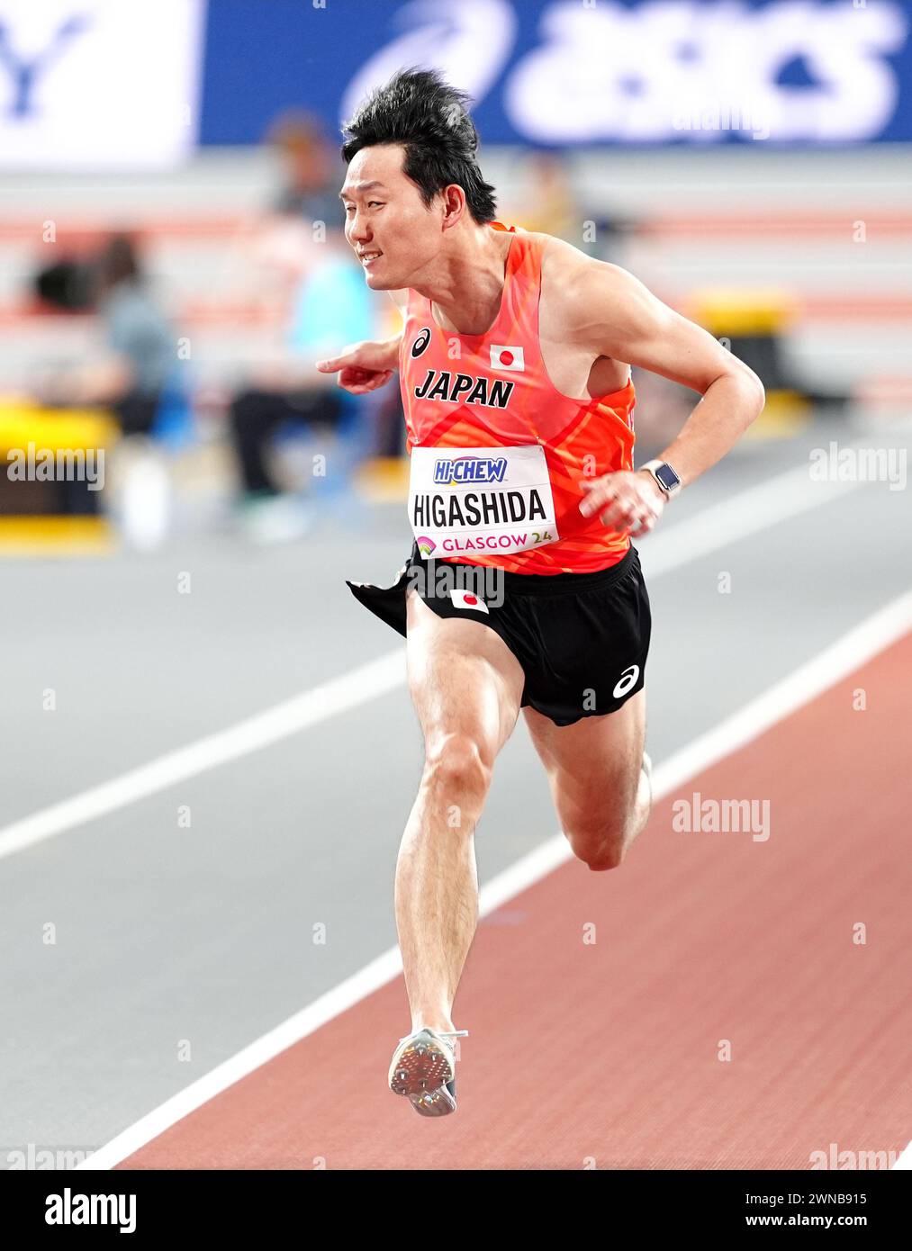 Japan's Akihiro Higashida competes in the Men's 60 Metres Heat 2 during ...