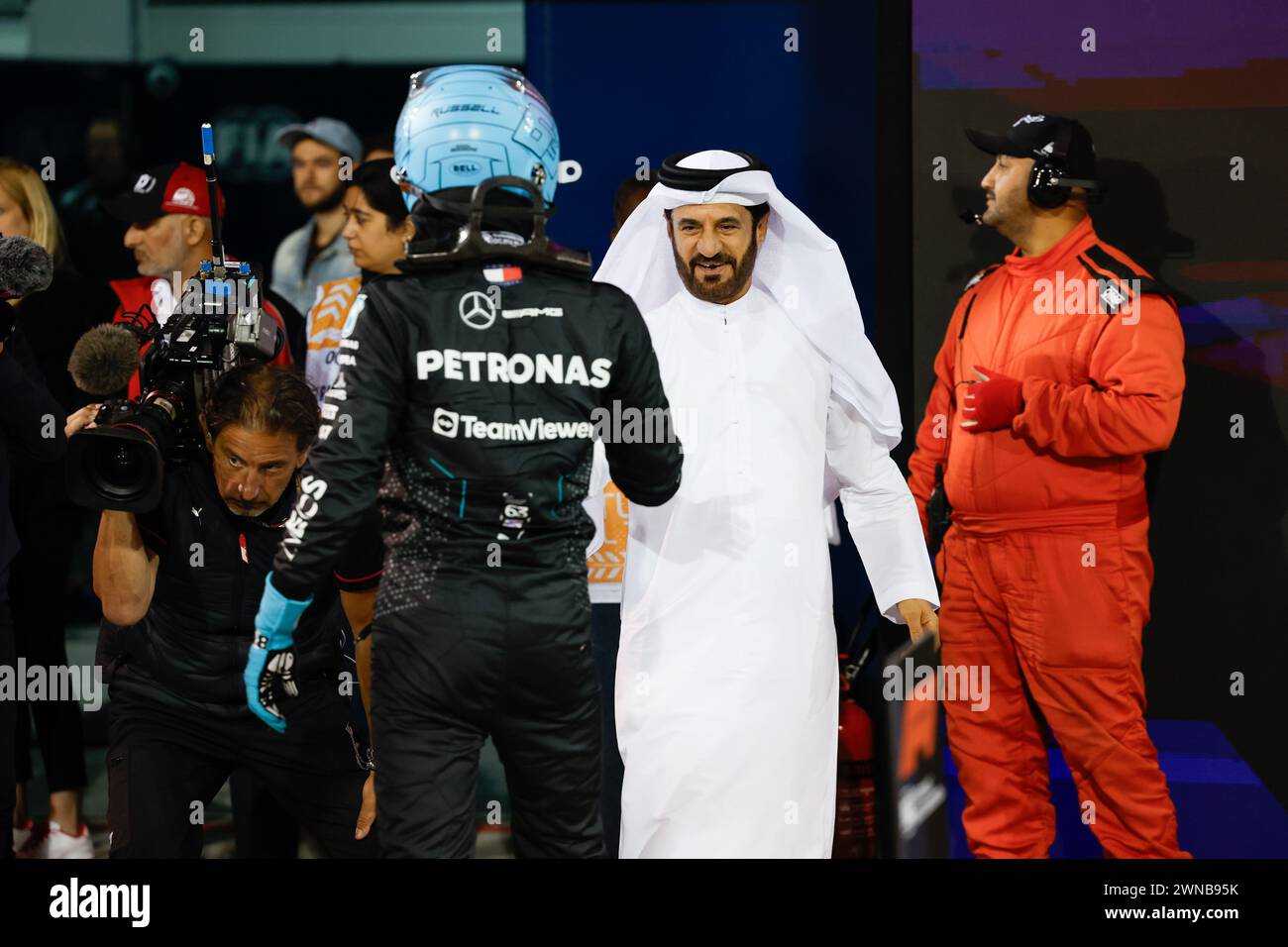RUSSELL George (gbr), Mercedes AMG F1 Team W15, portrait BEN SULAYEM Mohammed (uae), President ...