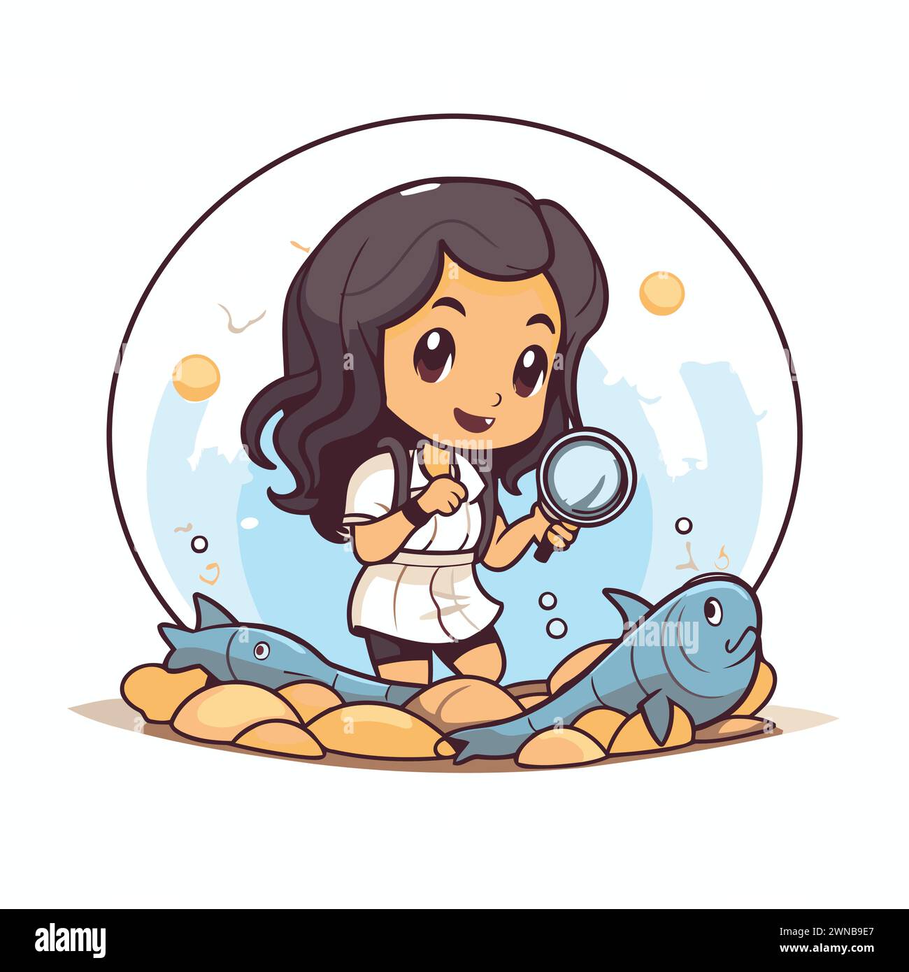 Child looking at ocean Stock Vector Images - Alamy