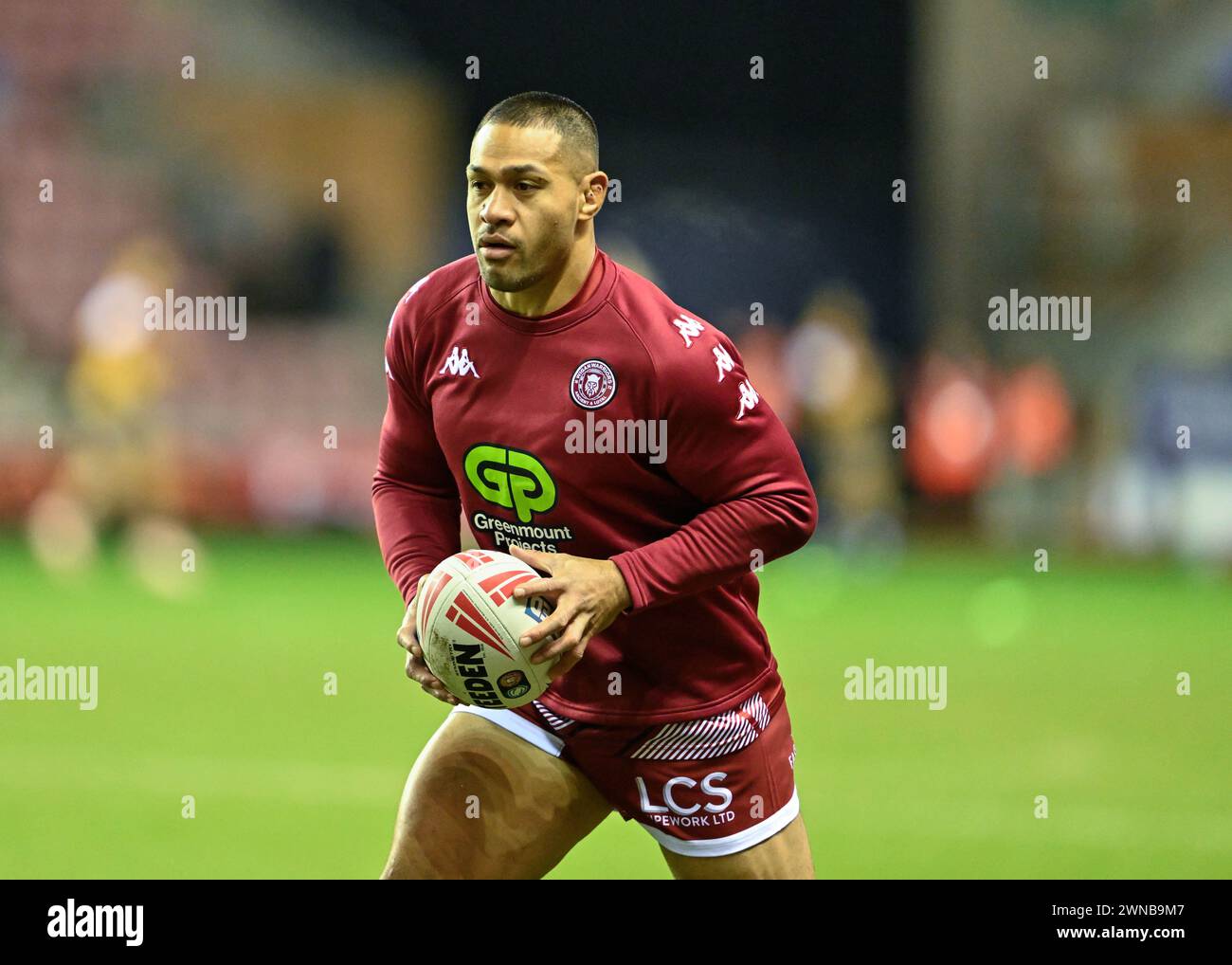 Willie Isa of Wigan Warriors during pre match warm up, during the ...