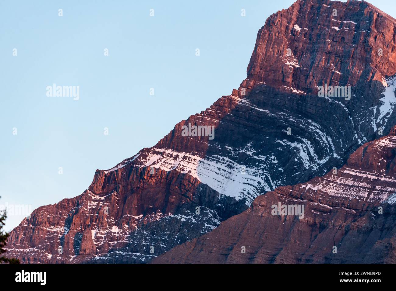 Sunset sky over Mount Rundle in Banff National Park during summer time ...
