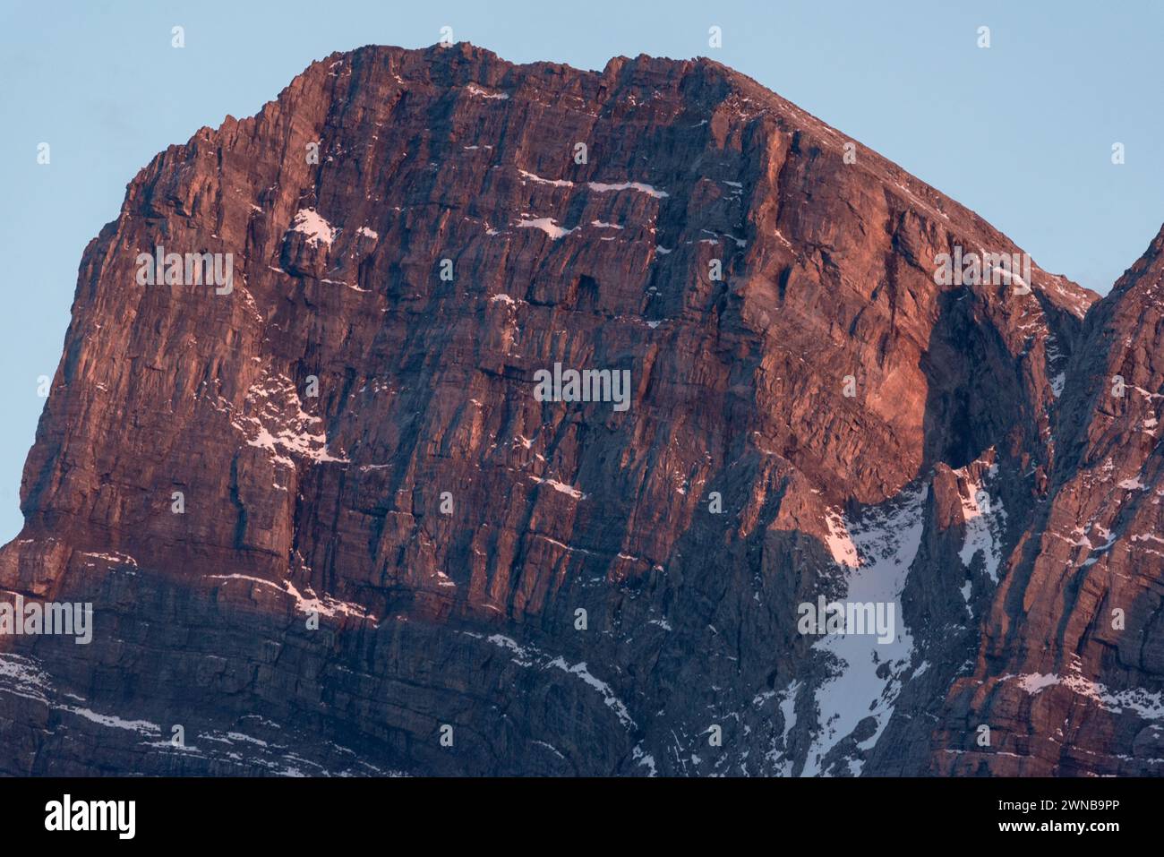 Sunset sky over Mount Rundle in Banff National Park during summer time ...