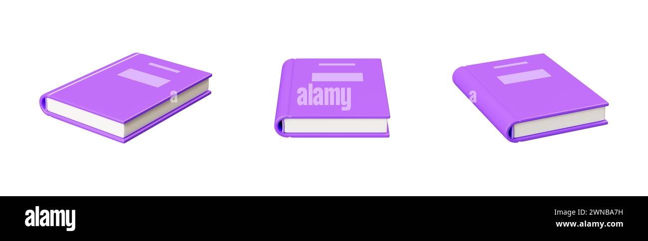 Closed lying paper book 3d render illustration set Stock Photo - Alamy