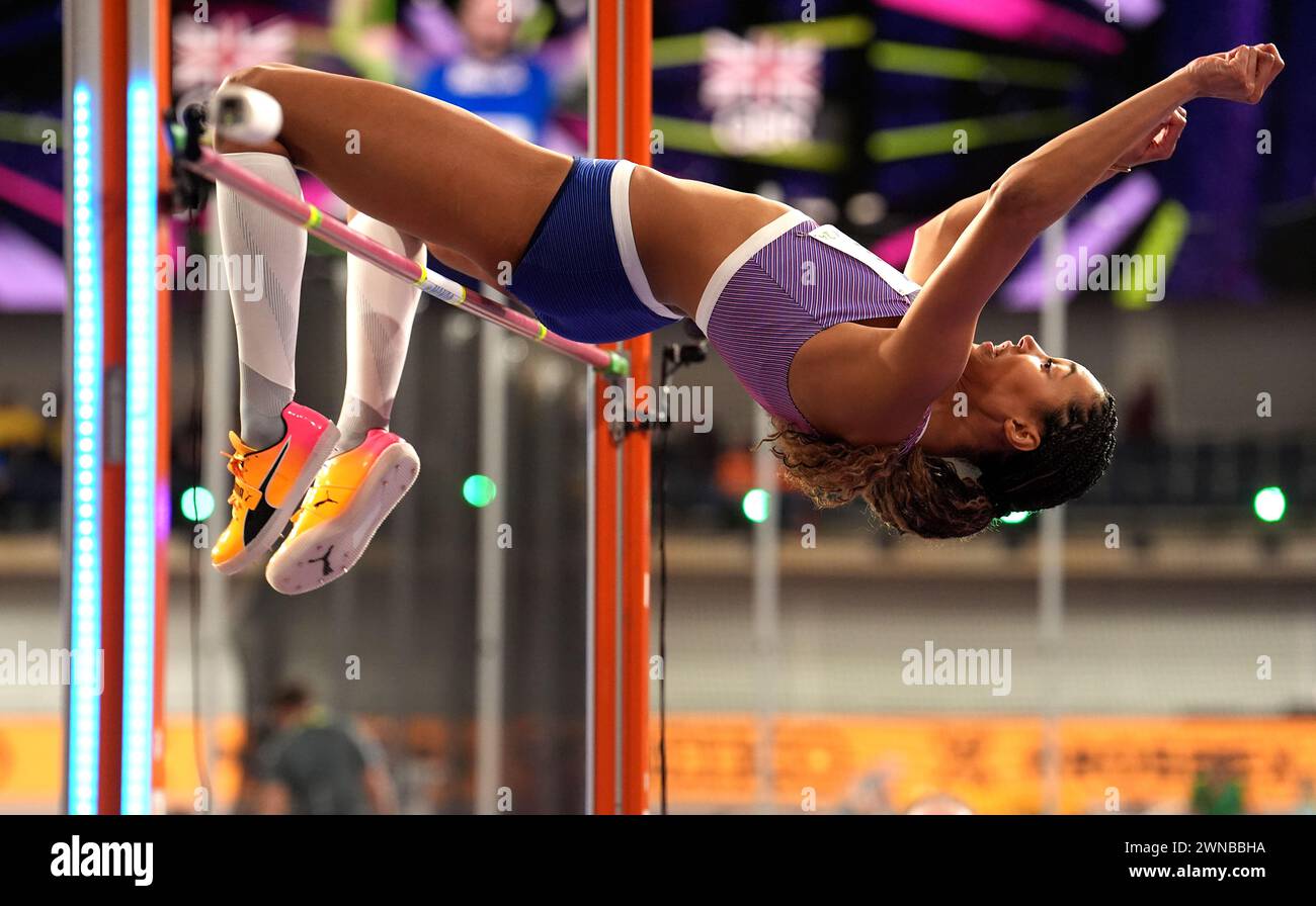 Great Britain's Morgan Lake attempts to clear 1.88m in the Women's High Jump Final during day ...