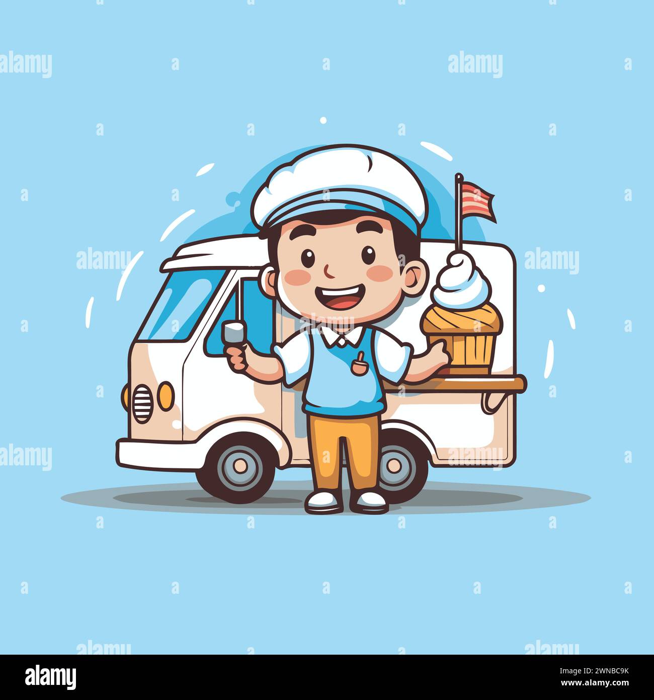 Ice cream van man Stock Vector Images - Alamy
