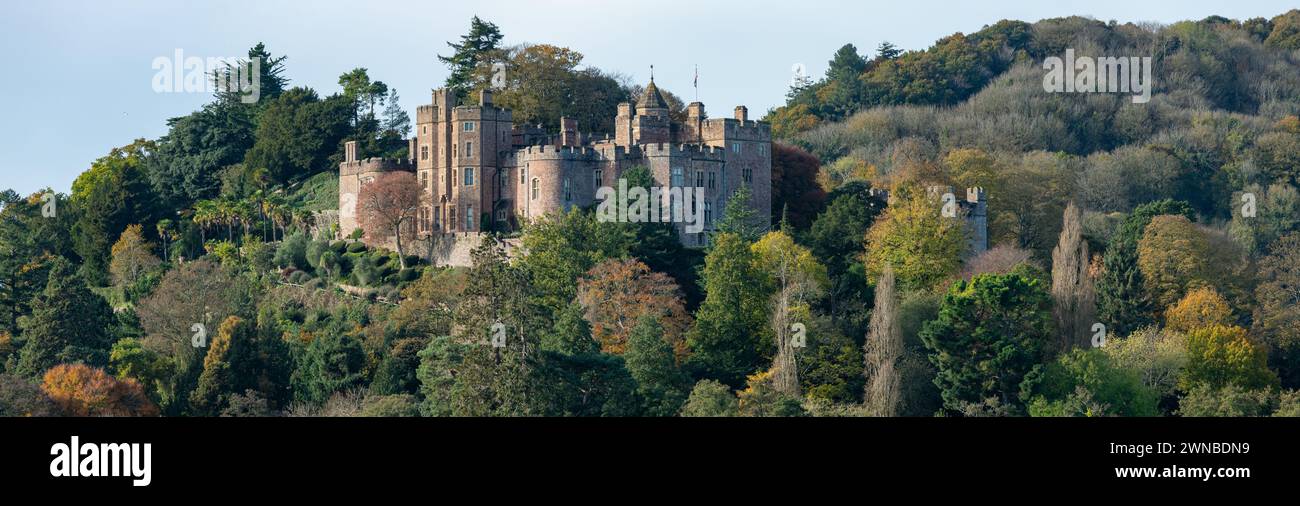 Panoramic photo of the autumn colours at Dunster castle in Somerset ...
