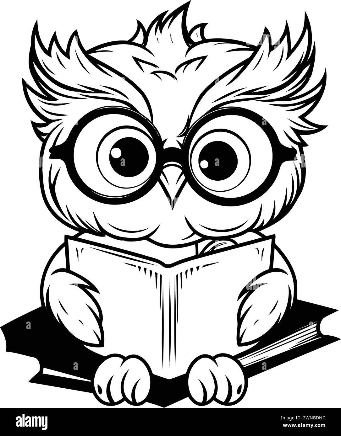 Owl reading a book. Vector illustration. Isolated on white background ...
