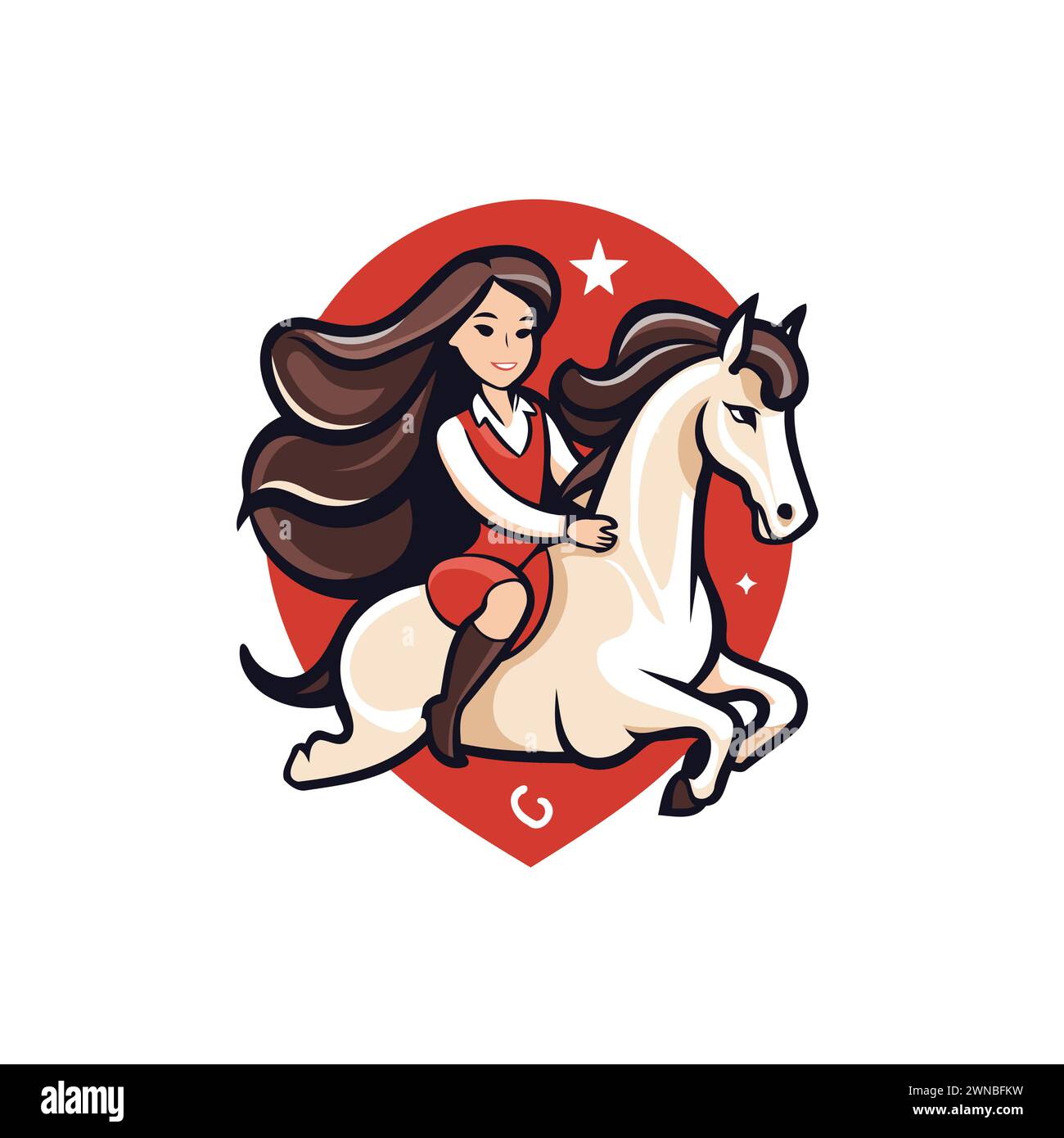 Beautiful girl riding a horse. Vector illustration on white background ...