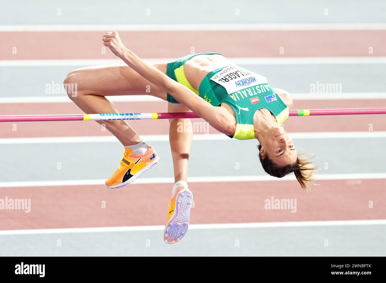Australia's Nicola Olyslagers in the Women's High Jump Final during day ...