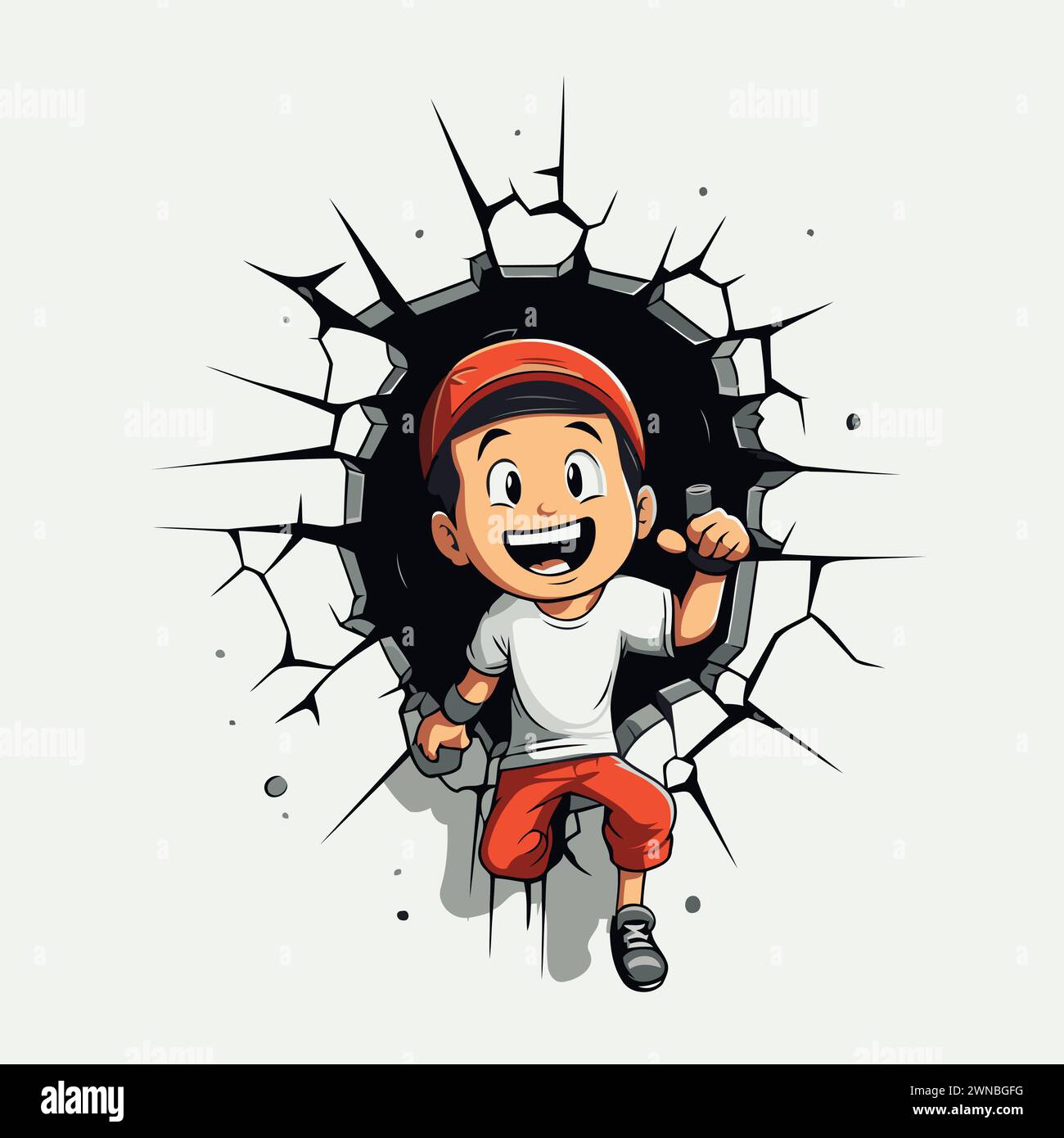 Breaking through wall Stock Vector Images - Alamy