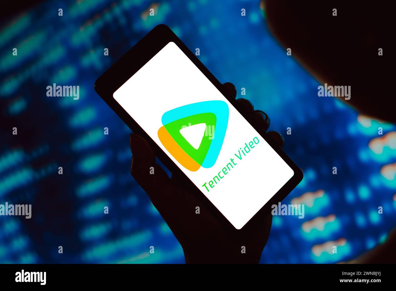 In this photo illustration, the Tencent Video logo is displayed on a ...