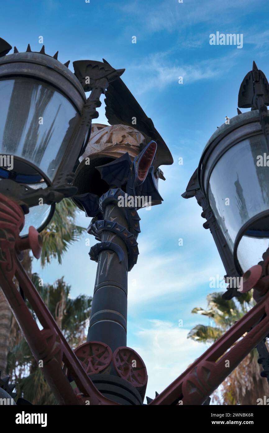 Street lamp designed by antoni gaudi in barcelona hi-res stock ...