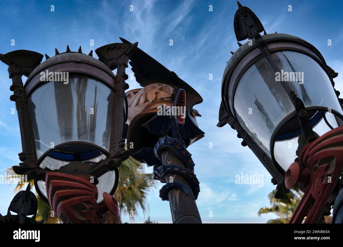 Street lamp designed by antoni gaudi in barcelona hi-res stock ...