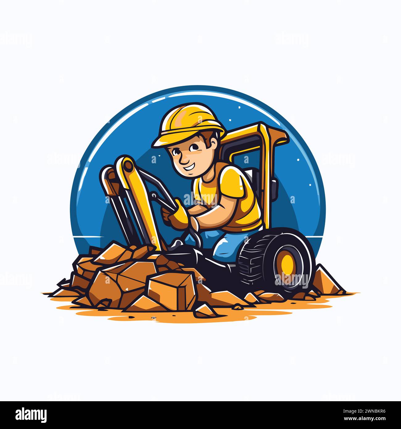 Bulldozer digger construction vehicle cartoon Stock Vector Images - Alamy