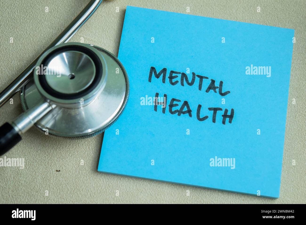 Concept of Mental Health write on sticky notes with stethoscope ...