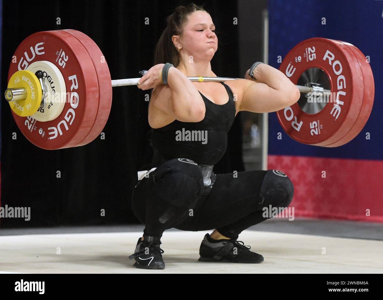 Columbus, Ohio, United States. Mar 1 Feb, 2024. Ella Nicholson lifts ...