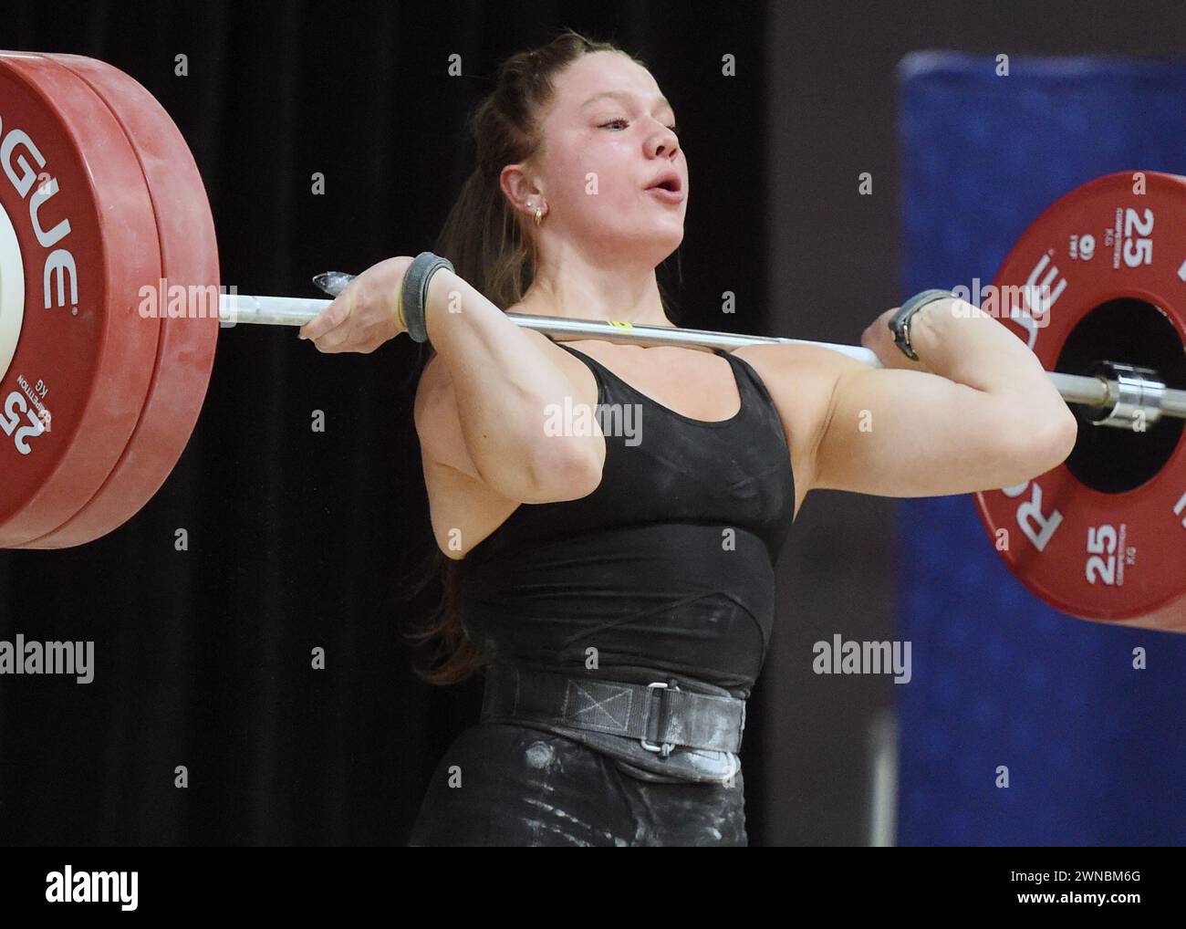 Columbus, Ohio, United States. Mar 1 Feb, 2024. Ella Nicholson lifts ...