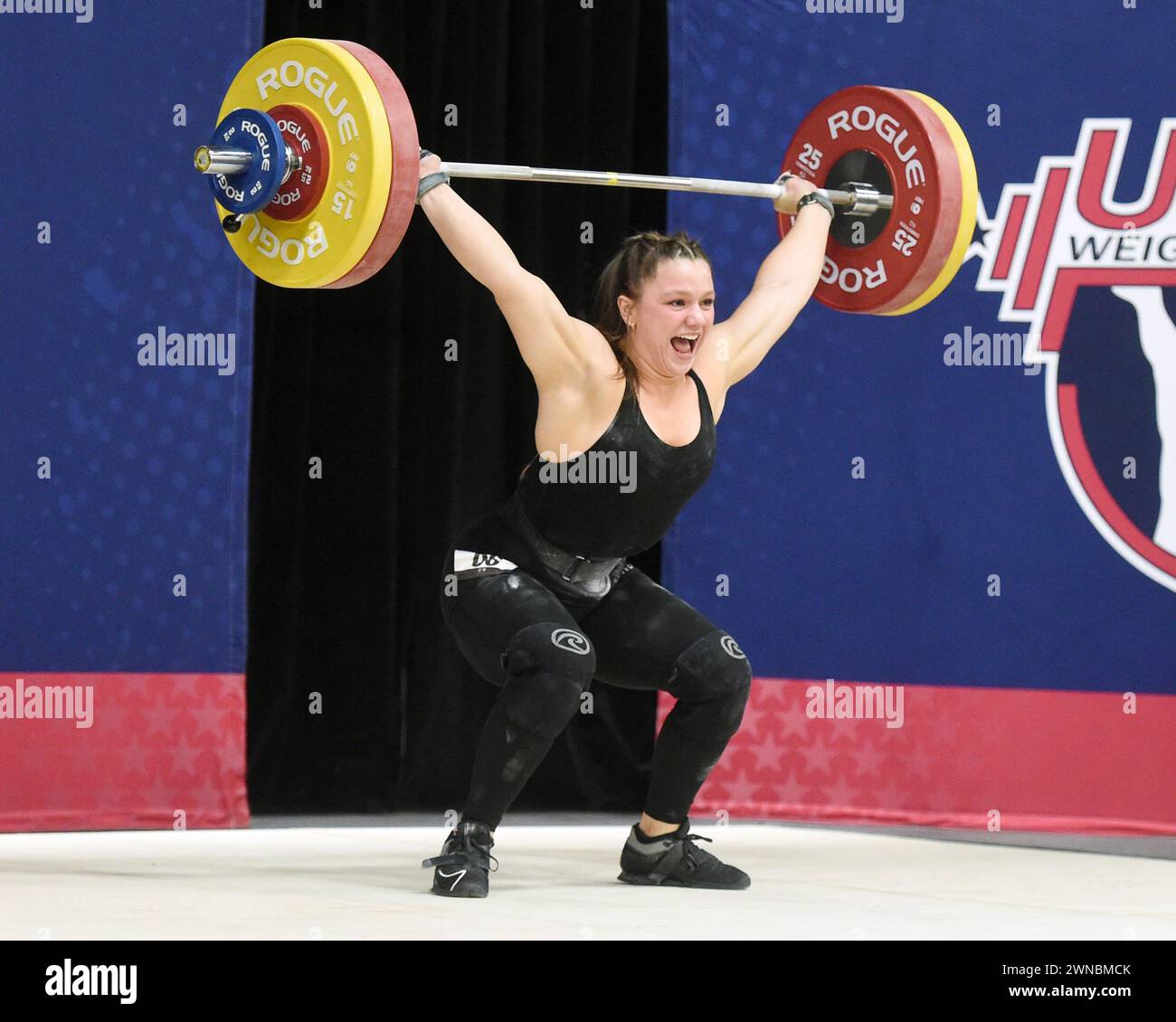 Columbus, Ohio, United States. Mar 1 Feb, 2024. Ella Nicholson lifts ...