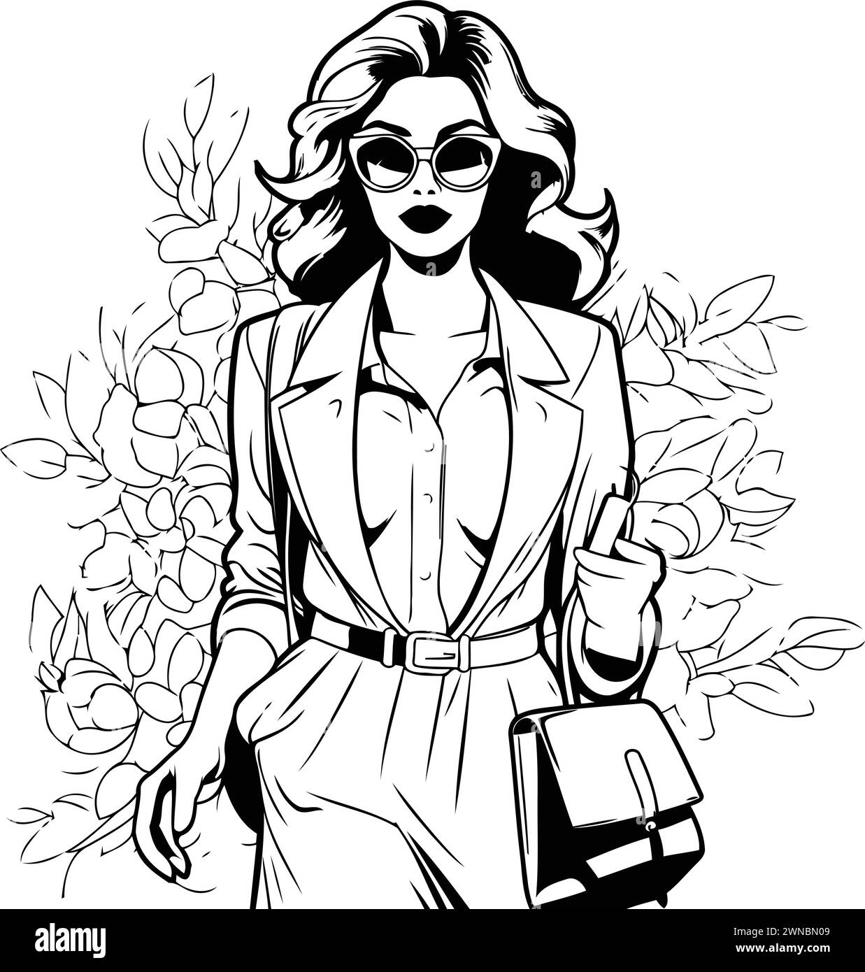 Fashion Woman In Sketch Style Vector Illustration Fashion Girl Stock