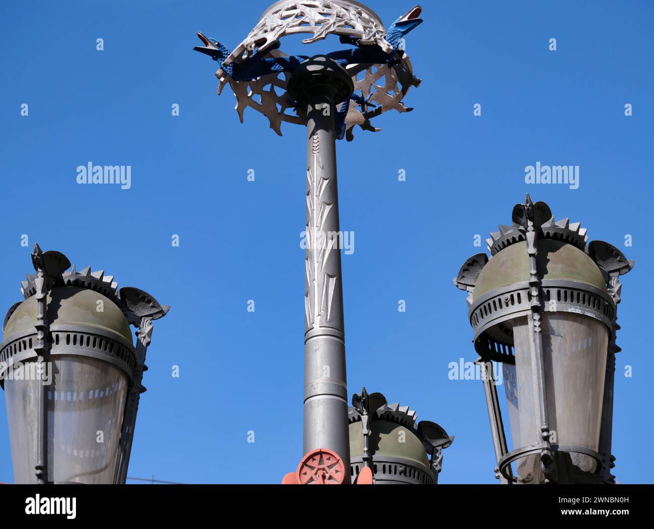 Street lamp designed by antoni gaudi in barcelona hi-res stock ...