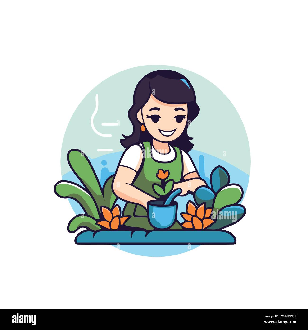 Woman and her plants Stock Vector Images - Alamy