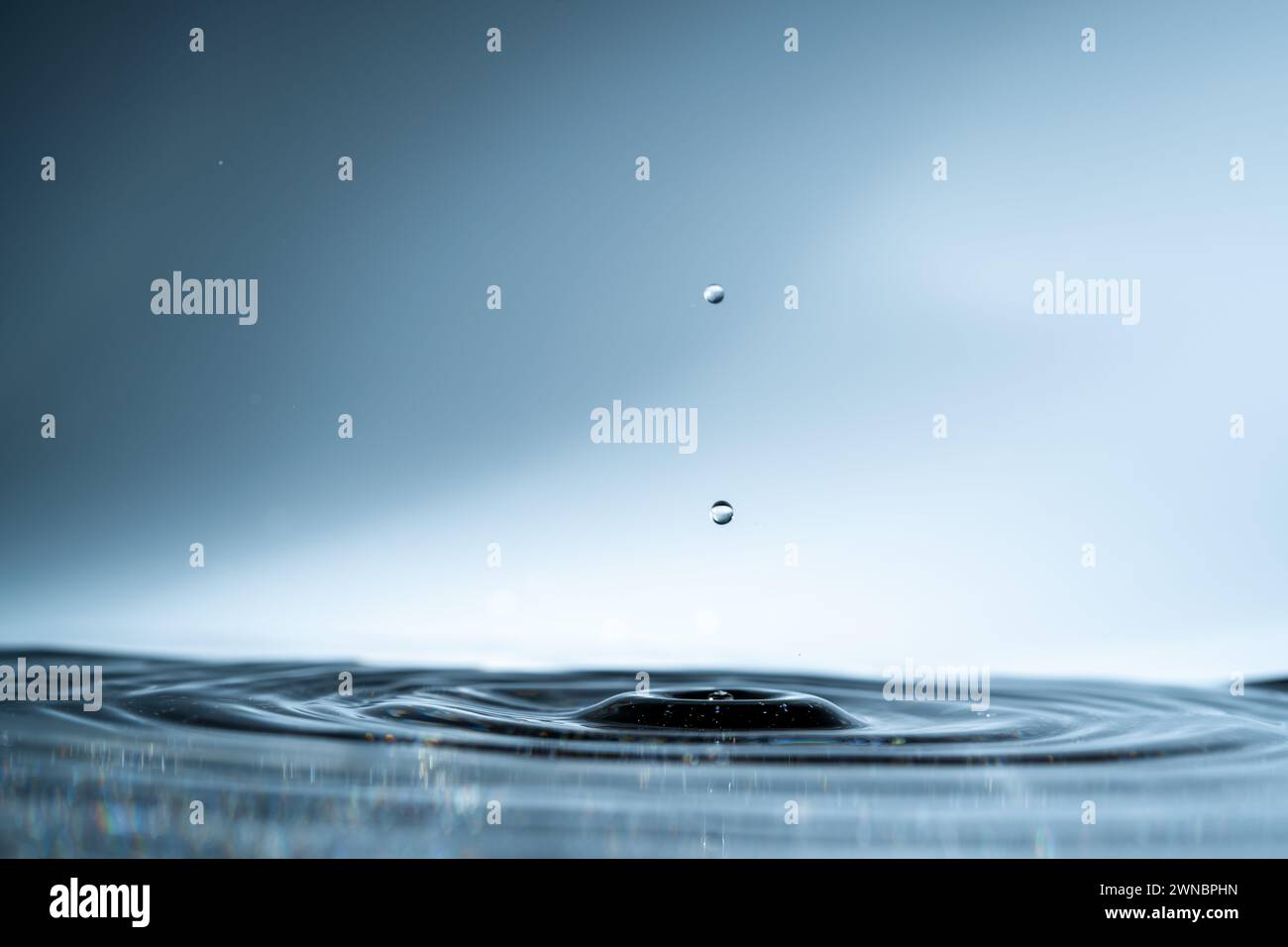 Close-up of a water drop and splash background, small impact causes big ...