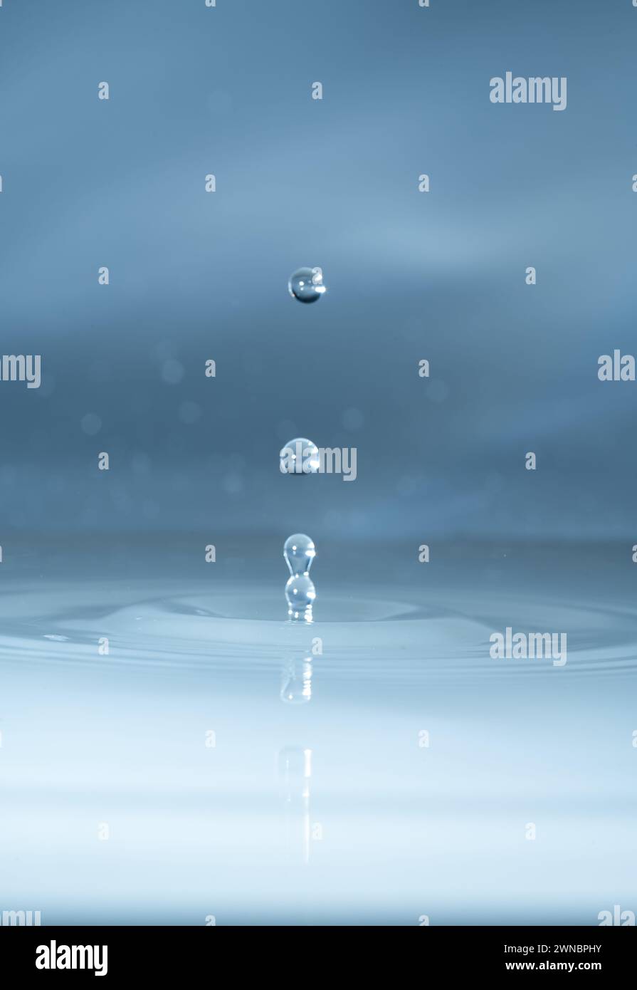 Close-up of a water drop and splash background, small impact causes big ...
