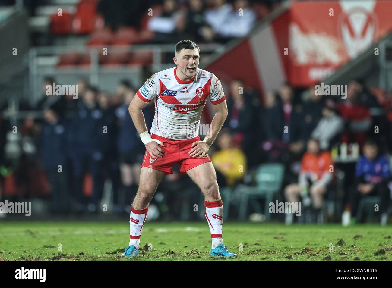 Lewis Dodd of St. Helens during the Betfred Super League Round 3 match ...