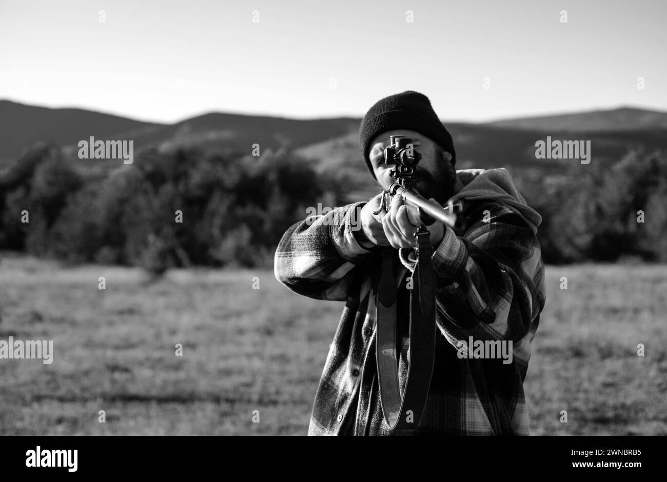 Hunter with shotgun gun on hunt. Hunting Gear - Hunting Supplies and ...