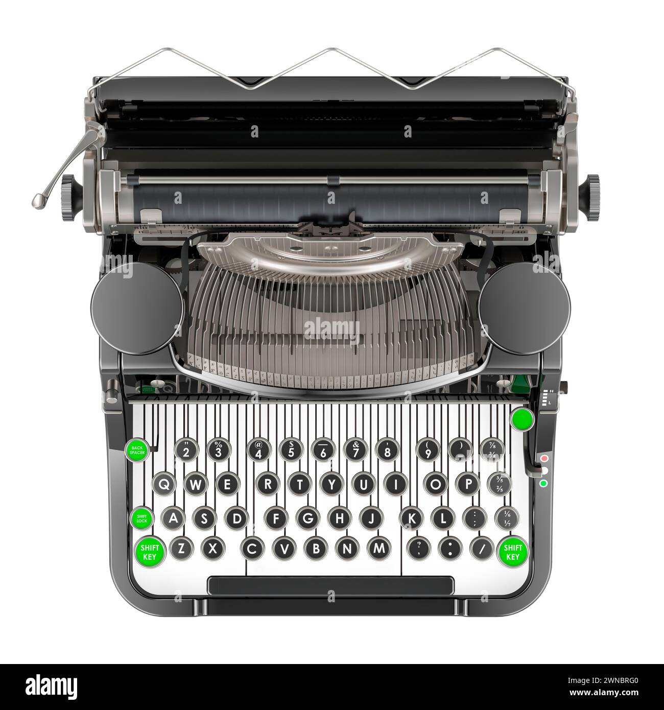 Mechanical Typewriter, top view. Old-Fashioned Traditional Portable ...