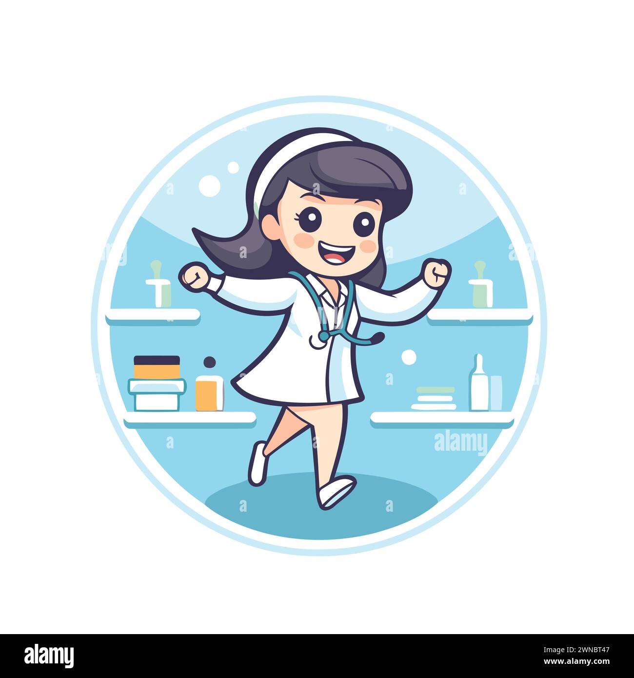 Nurse cartoon character. Vector illustration in a flat style on white ...