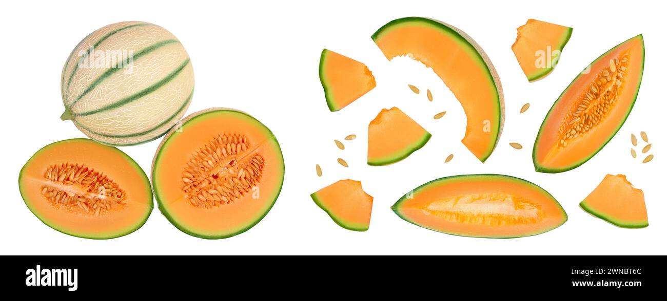 Cantaloupe melon isolated on white background with full depth of field ...