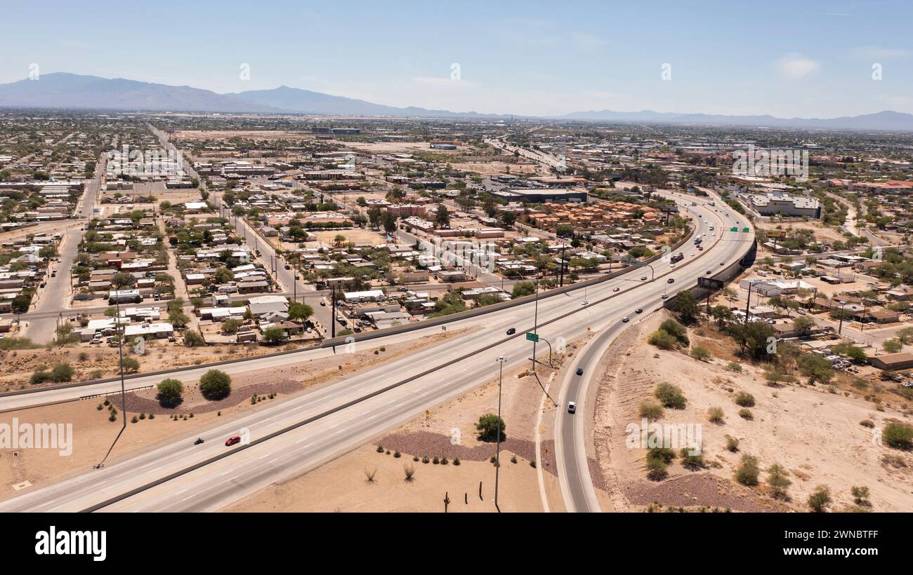 An aerial view downtown skyline interstate 10 freeway hi-res stock ...