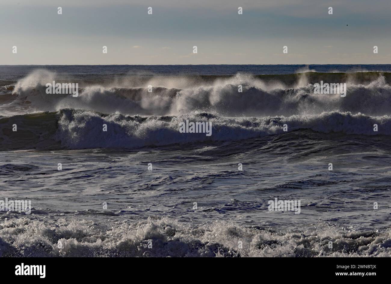 Cabedelo, Portugal - January 11, 2024: The waves of the Atlantic Ocean ...