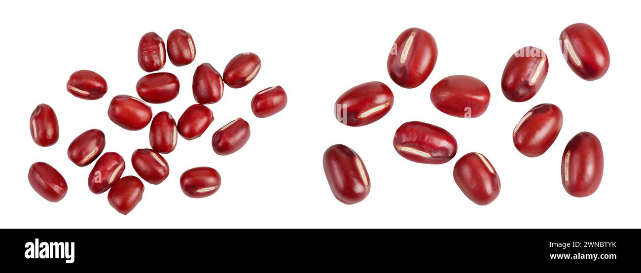 Red adzuki beans isolated on white background. Top view. Flat lay Stock ...