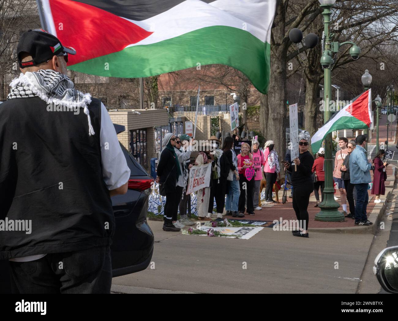 Washington, United States Of America. 26th Feb, 2024. Protestors near ...