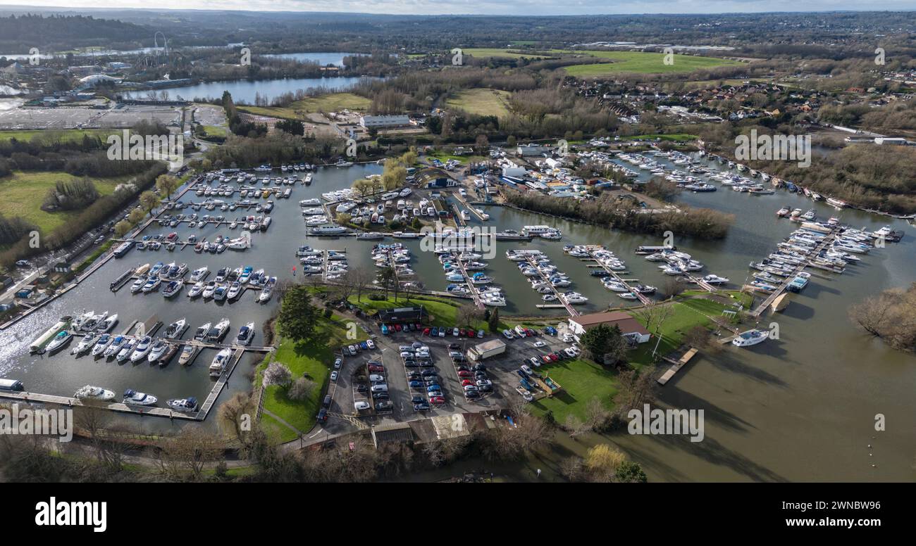 Aerial view of Penton Hook Marina, Britain's largest inland marina, set ...
