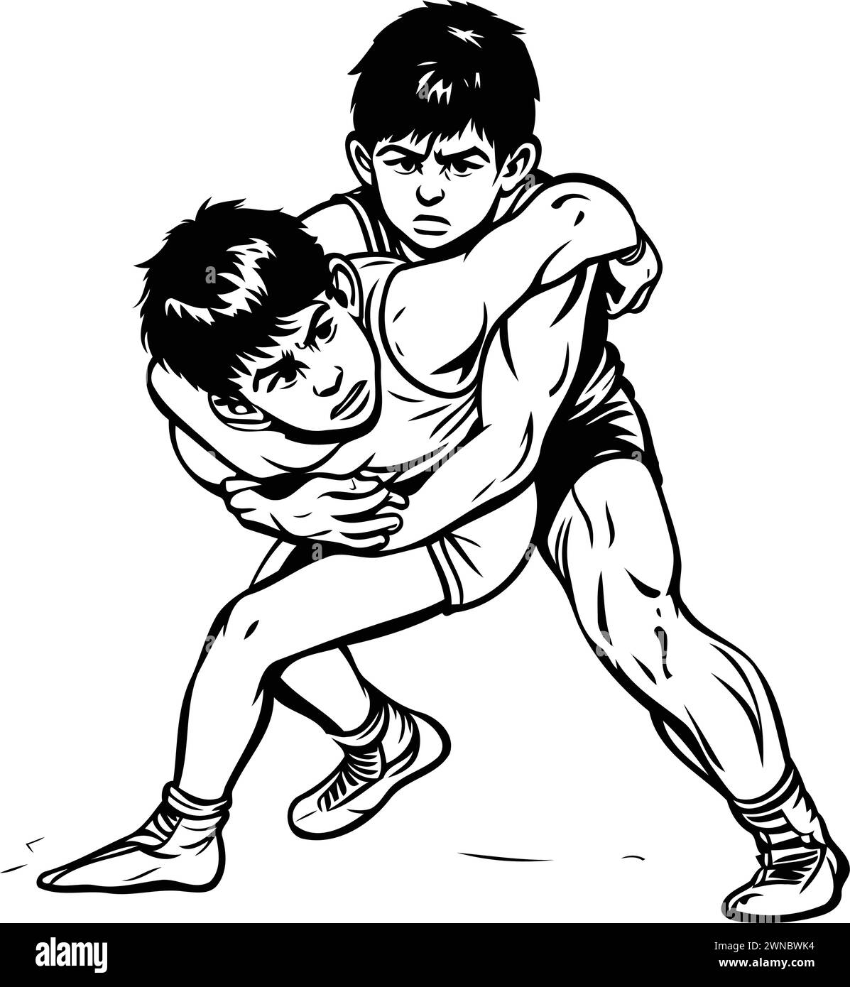 Wrestling vector vectors Black and White Stock Photos & Images - Alamy