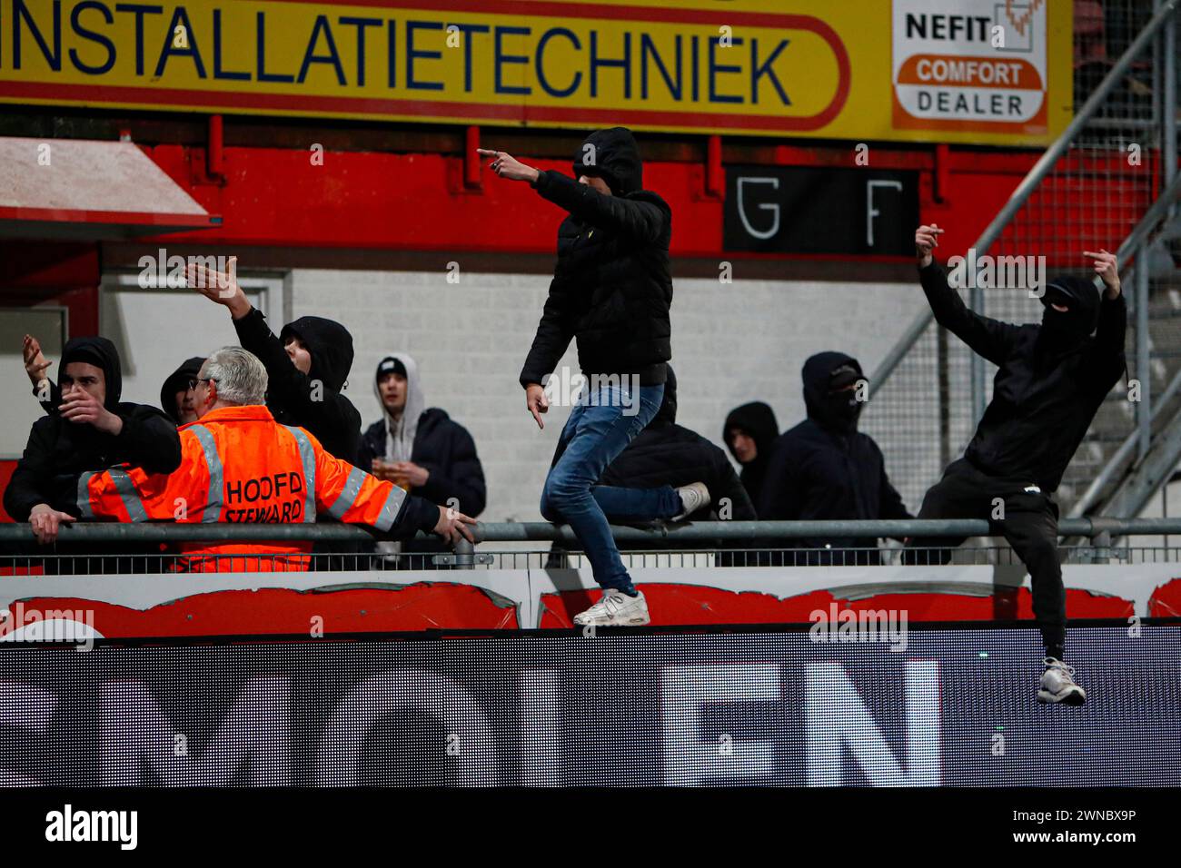 MAASTRICHT, NETHERLANDS - MARCH 1 : Hooligans of MVV Maastricht during ...