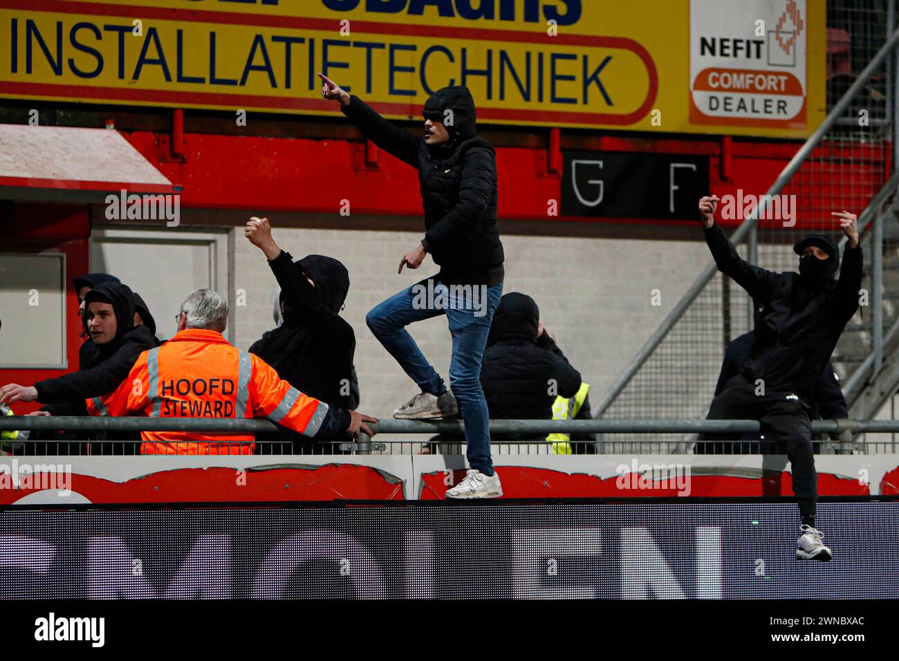 MAASTRICHT, NETHERLANDS - MARCH 1 : Hooligans of MVV Maastricht during ...